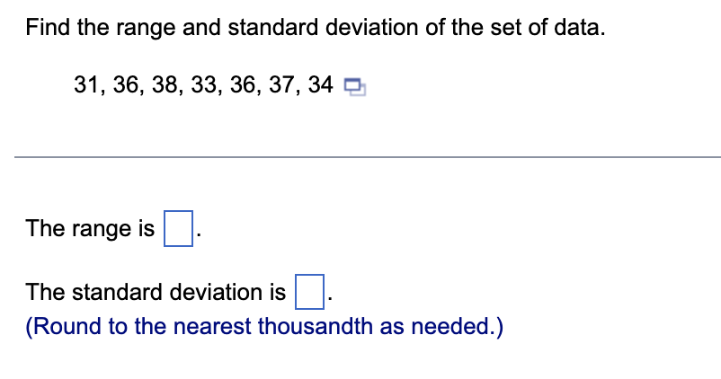 Solved Find the range and standard deviation of the set of | Chegg.com