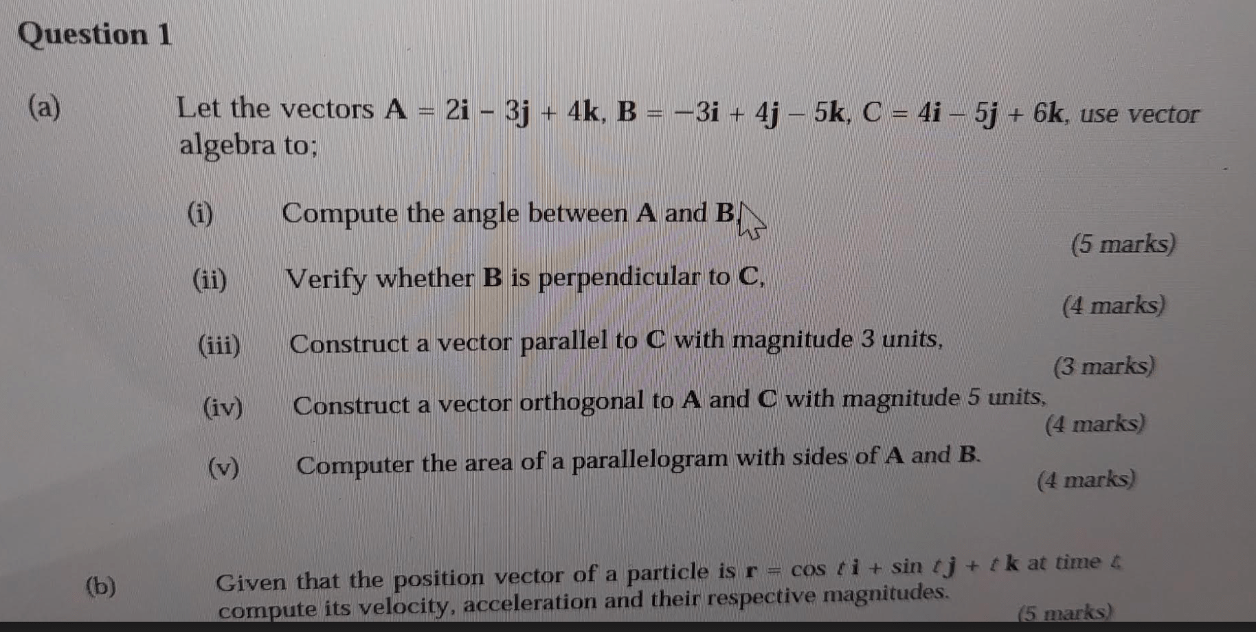 Solved Let the vectors A=2i−3j+4k,B=−3i+4j−5k,C=4i−5j+6k, | Chegg.com