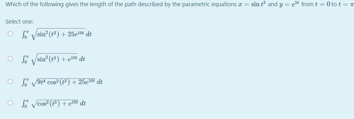 Solved Which of the following gives the length of the path | Chegg.com