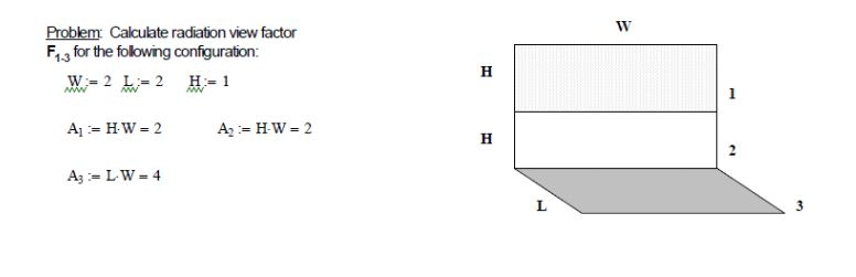 Solved Problem: Calculate radiation view factor F 3 for the | Chegg.com