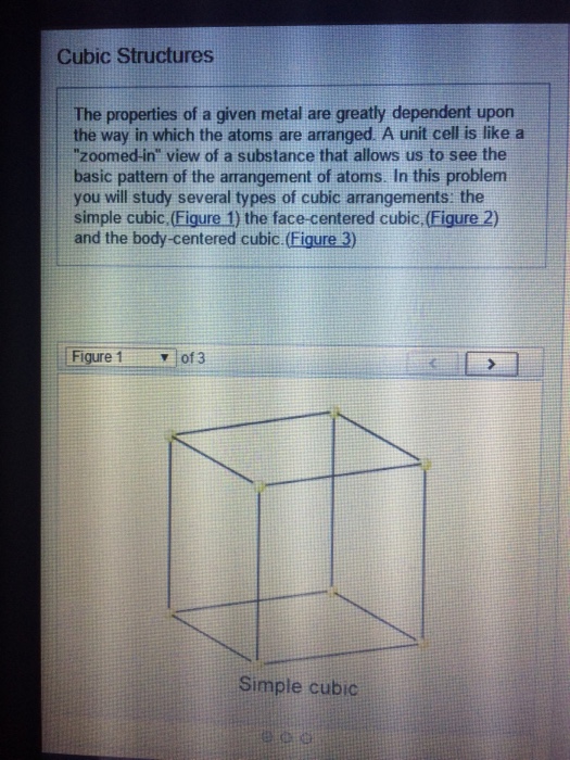 Solved Cubic Structures The properties of a given metal are | Chegg.com