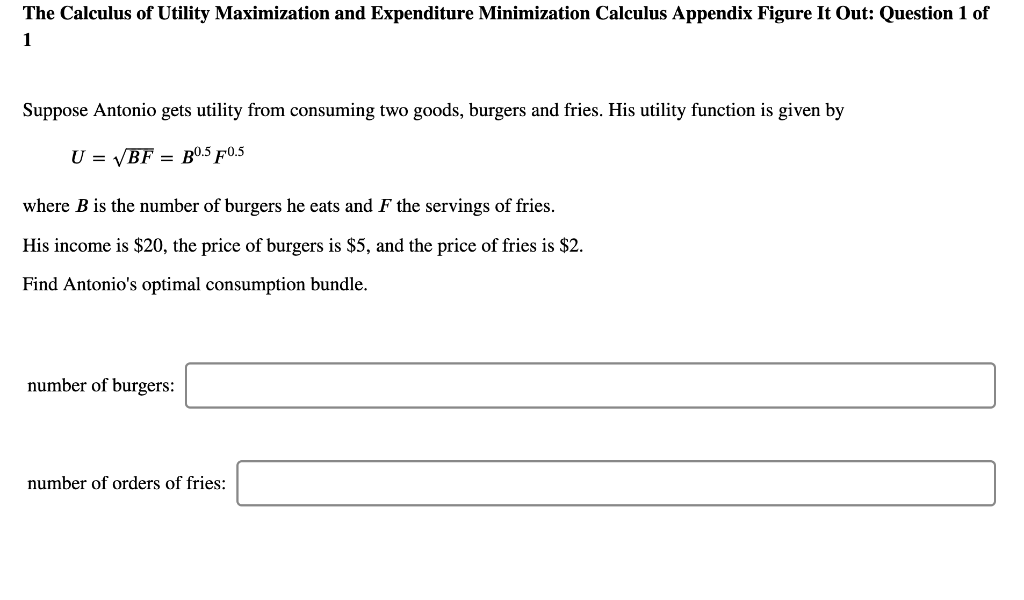 Solved The Calculus of Utility Maximization and Expenditure | Chegg.com