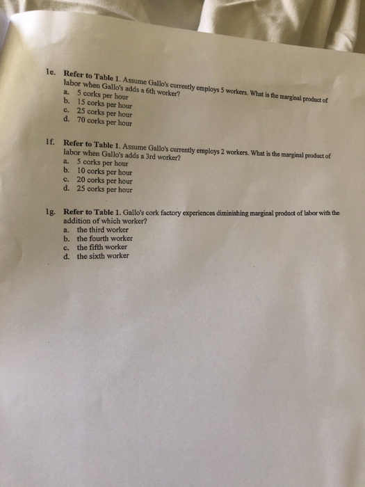 Solved Table 1 Galle Cork Factory Number Number(orks | Chegg.com