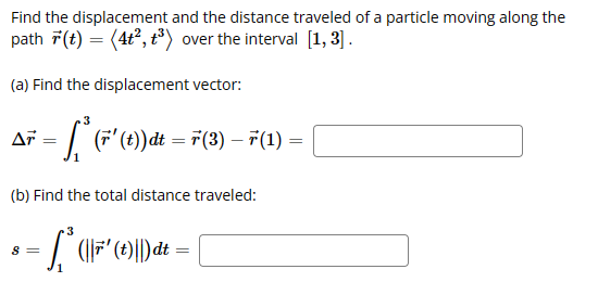 Solved Find the displacement and the distance traveled of a | Chegg.com