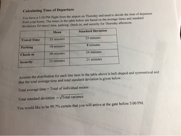 Solved Calculating Time of Departure You have a 5:30 PM | Chegg.com