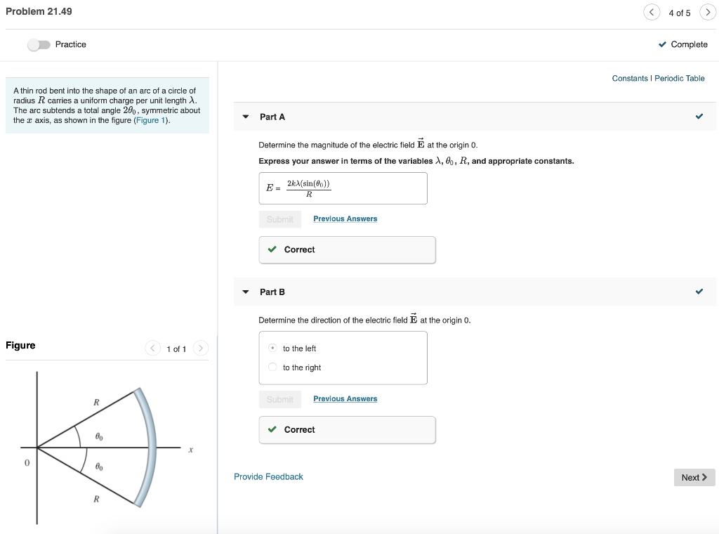 Solved Problem 21.49 4 of 5 Practice Complete Constants | Chegg.com