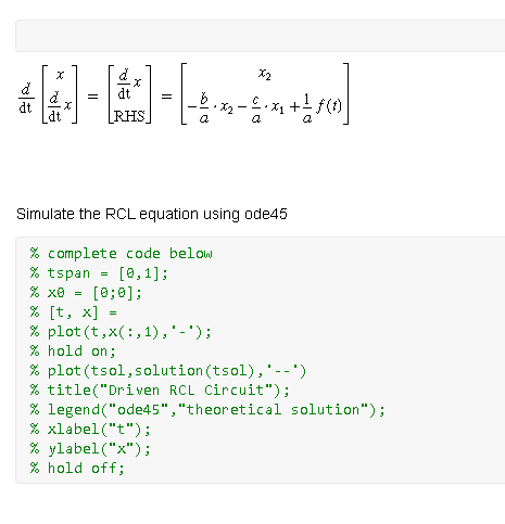 Solved Assignment 3 The RCL differential equation from | Chegg.com