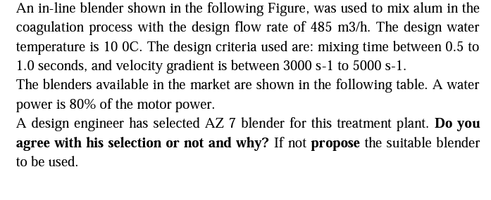 Solved An in-line blender shown in the following Figure, was | Chegg.com