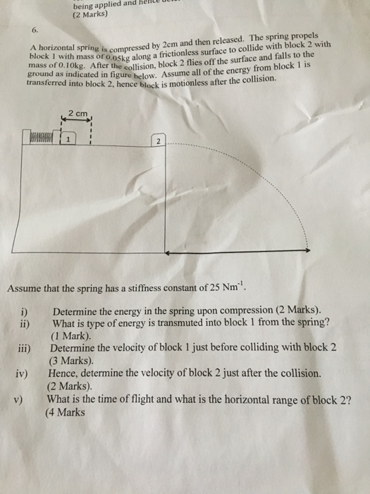 Solved A horizontal spring is compressed by 2 cm and then | Chegg.com