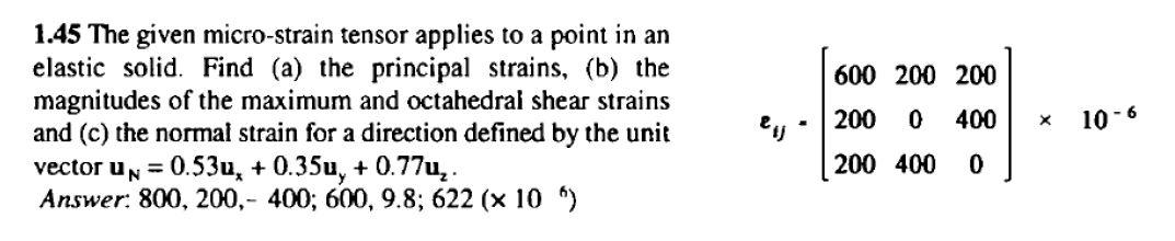 Solved 600 200 200 1.45 The given micro-strain tensor | Chegg.com