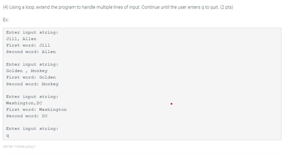 (1) Prompt the user for a string that contains two | Chegg.com