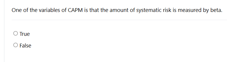 One of the variables of CAPM is that the amount of | Chegg.com