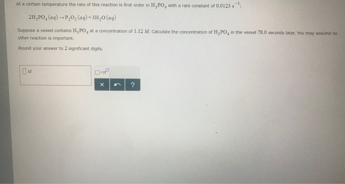 Solved At A Certain Temperature The Rate Of This Reaction Is