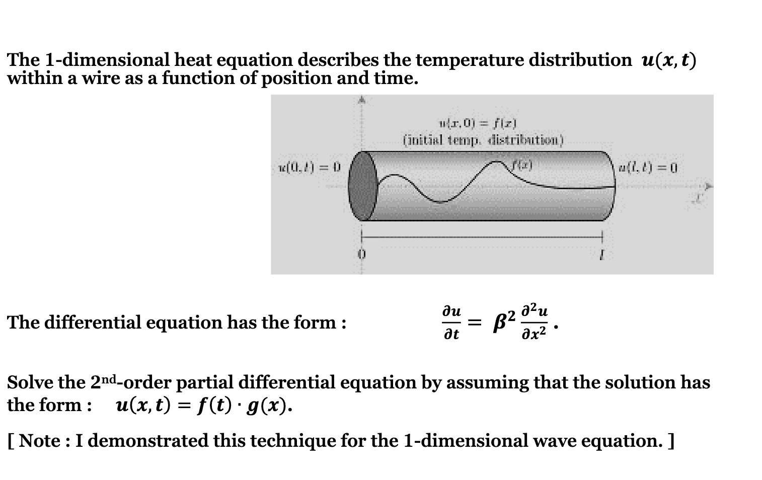 Solved The 1-dimensional heat equation describes the | Chegg.com