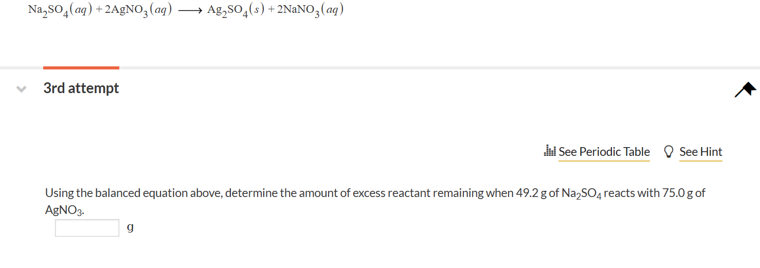 Solved Na2SO4(aq)+2AgNO3(aq) Ag2SO4(s)+2NaNO3(aq) 3rd | Chegg.com
