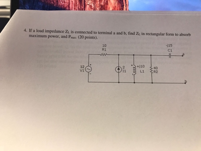 Solved If a load impedance Z_L is connected to terminal a | Chegg.com