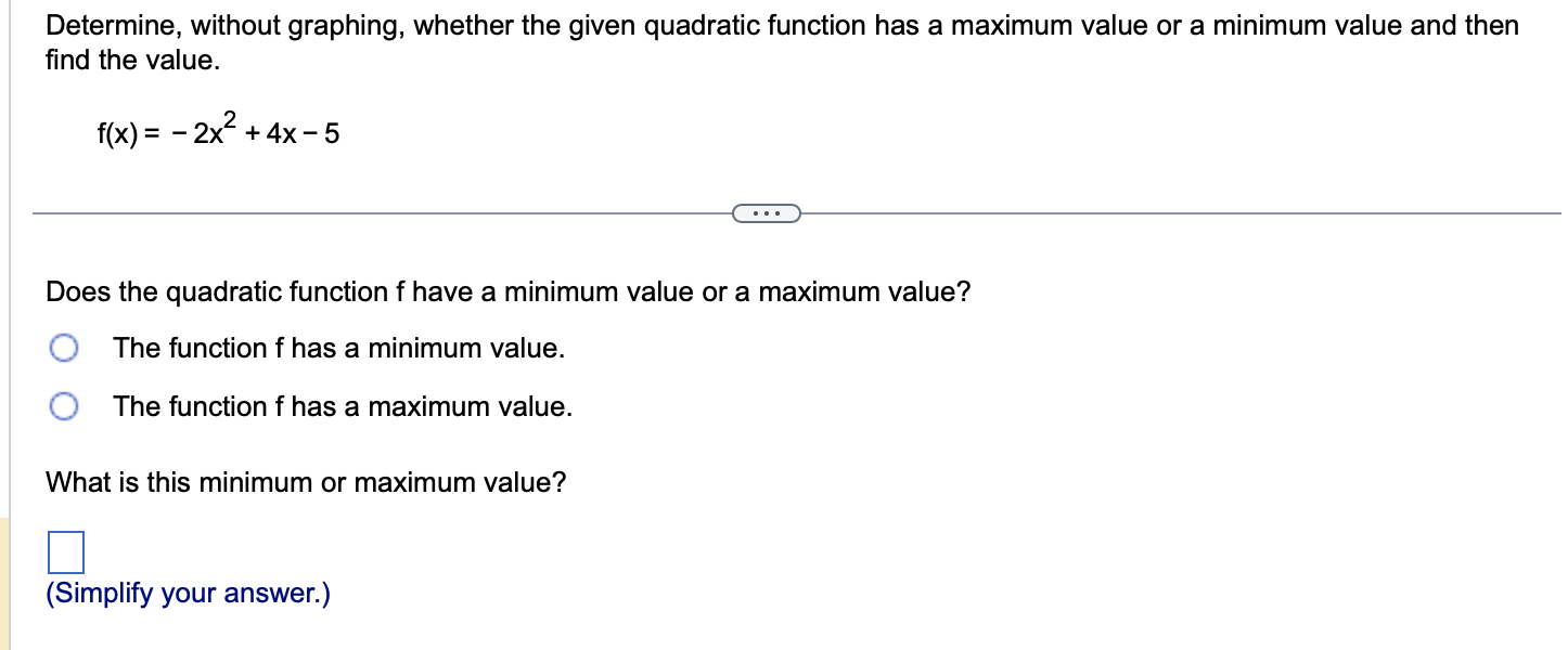 Solved Determine, without graphing, whether the given | Chegg.com