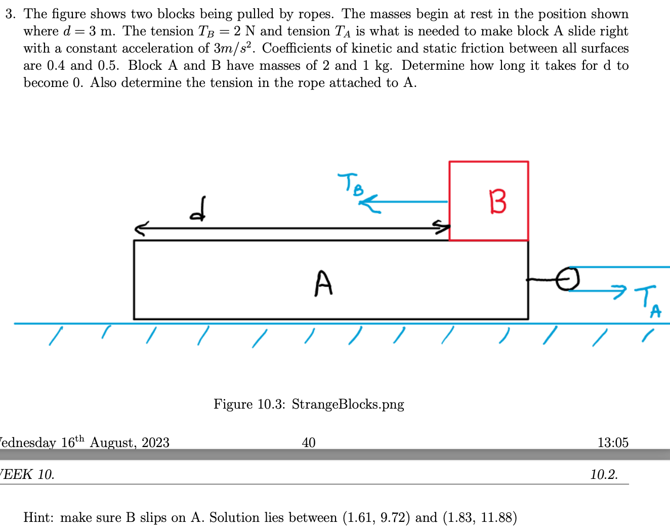 Solved 3. The figure shows two blocks being pulled by ropes. | Chegg.com