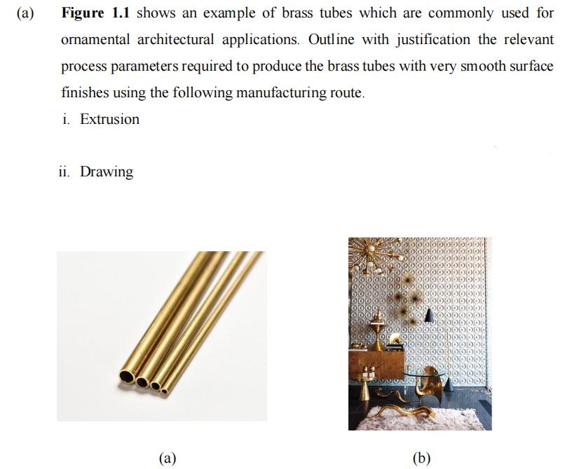 Solved (a) Figure 1.1 shows an example of brass tubes which | Chegg.com