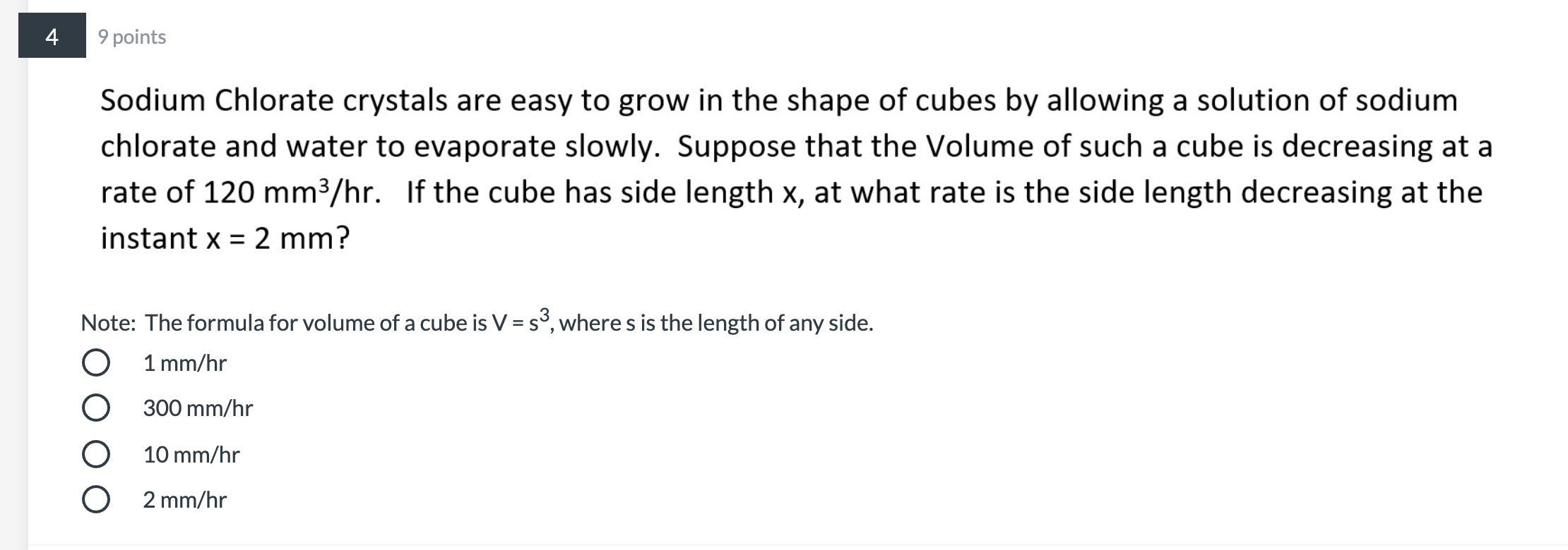 Solved 4 9 points Sodium Chlorate crystals are easy to grow | Chegg.com