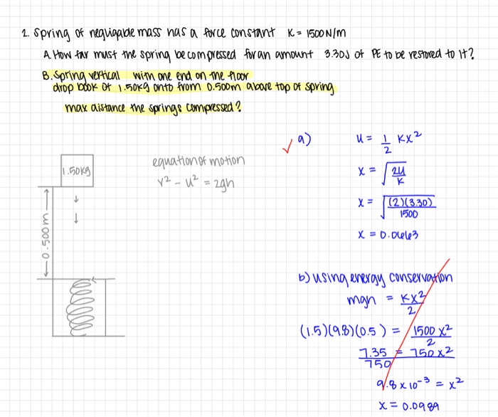 Solved A spring of negligible mass has a force constant k = | Chegg.com
