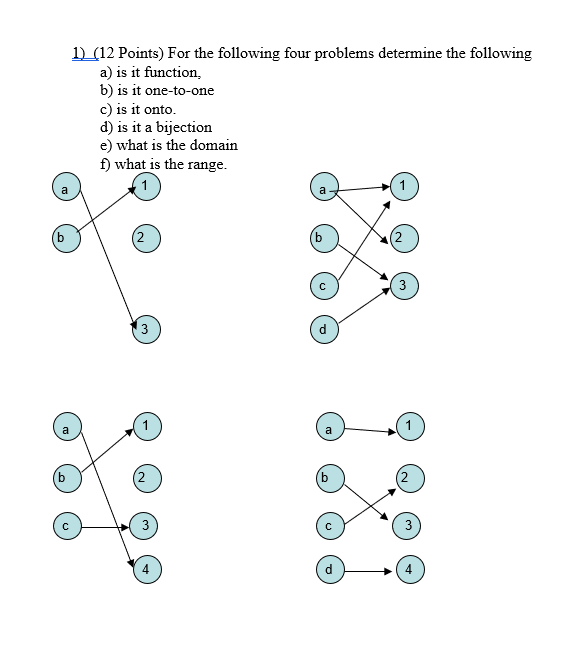 Solved 1) (12 Points) For the following four problems | Chegg.com