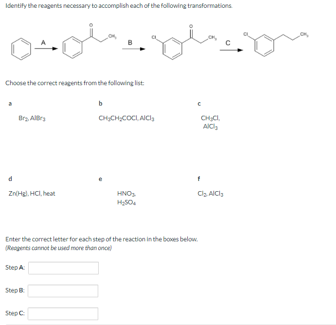 Solved Identify the reagents necessary to accomplish each of | Chegg.com