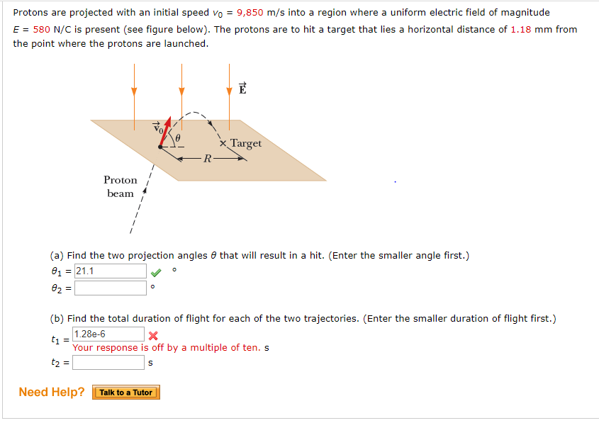Solved Protons are projected with an initial speed vo = | Chegg.com