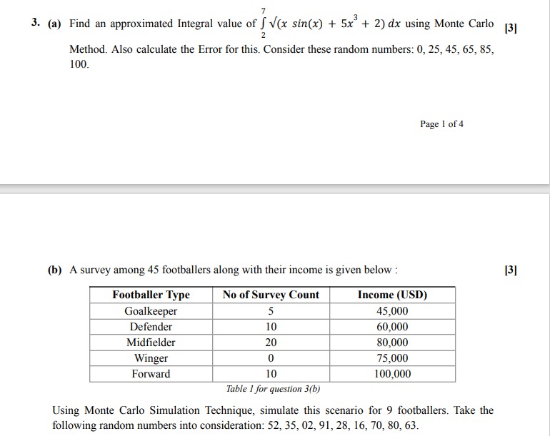 Solved 3. (a) Find an approximated Integral value of | Chegg.com