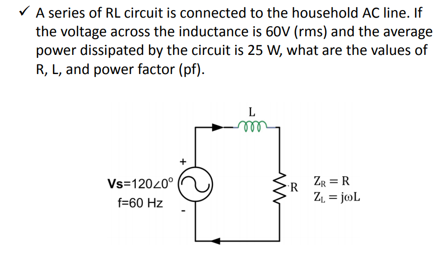 Solved A series of RL circuit is connected to the | Chegg.com