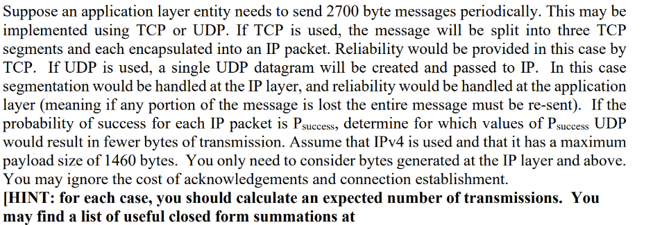 Solved Suppose an application layer entity needs to send | Chegg.com