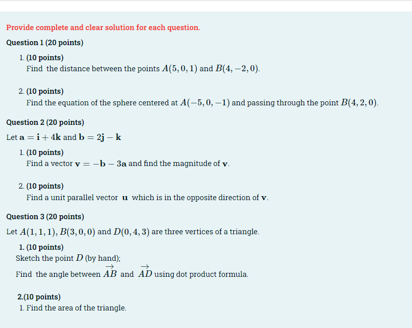 Solved Provide complete and clear solution for each | Chegg.com