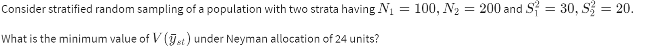 Solved Consider stratified random sampling of a population | Chegg.com