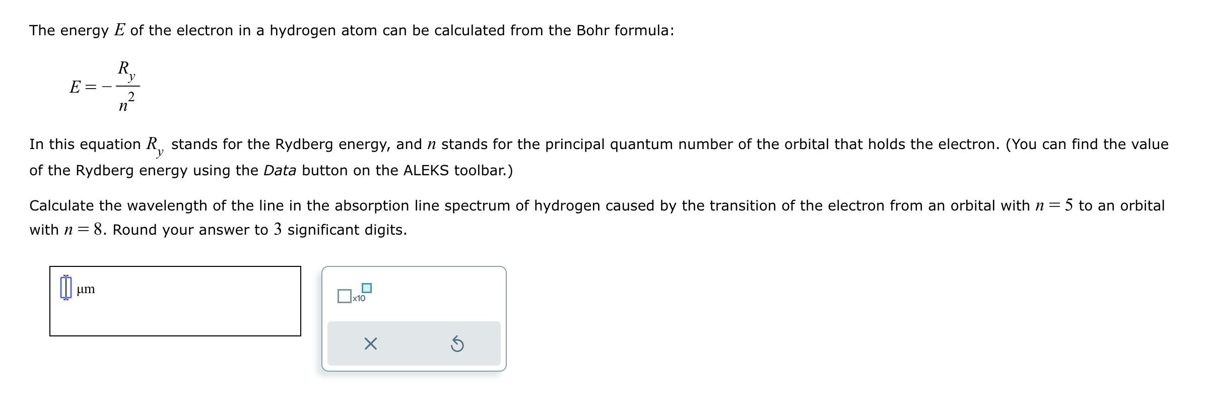 Solved The energy E of the electron in a hydrogen atom can | Chegg.com