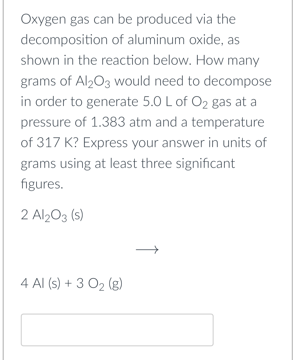 Solved Oxygen gas can be produced via the decomposition of | Chegg.com