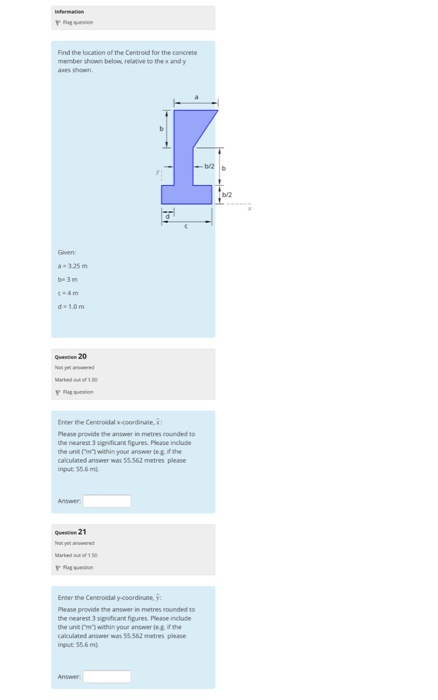 Solved Find the location of the Centroid for the concrete | Chegg.com