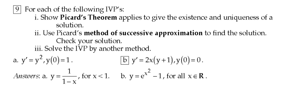 9 For each of the following IVP's: i. Show Picard's | Chegg.com
