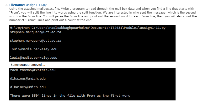 Solved 3 Filename Assign1 11 Py Using The Attached