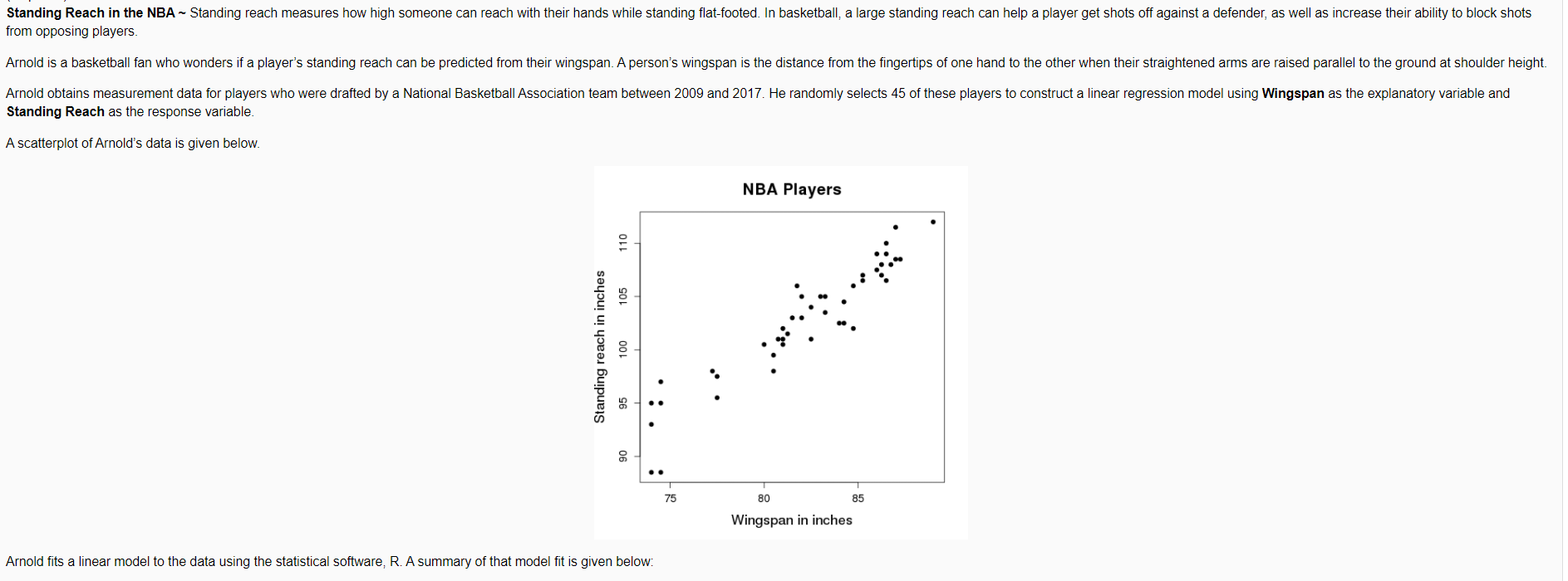 Solved Standing Reach in the NBA - Standing reach measures | Chegg.com