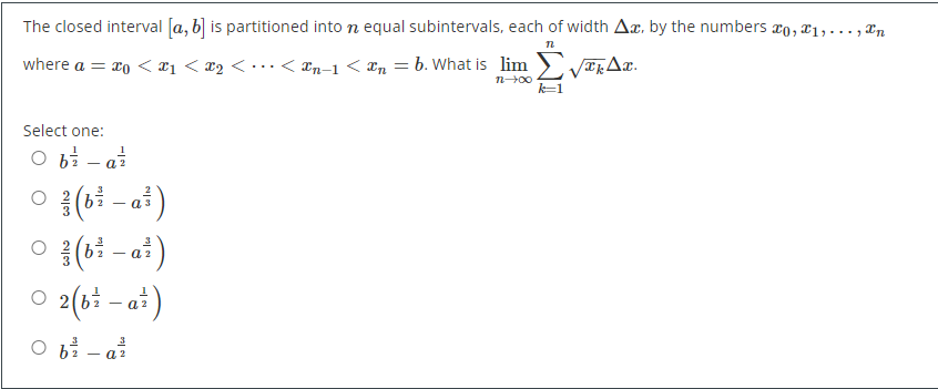 Solved The closed interval [a, b] is partitioned into n | Chegg.com
