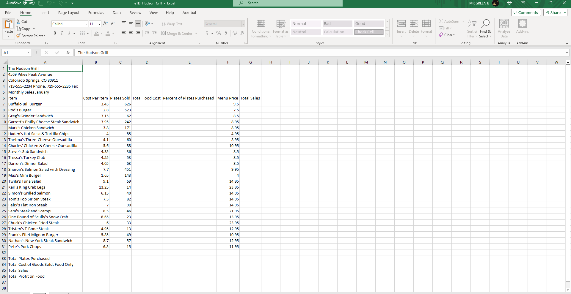 Solved AutoSave File Home Insert Page Layout Formulas Data | Chegg.com