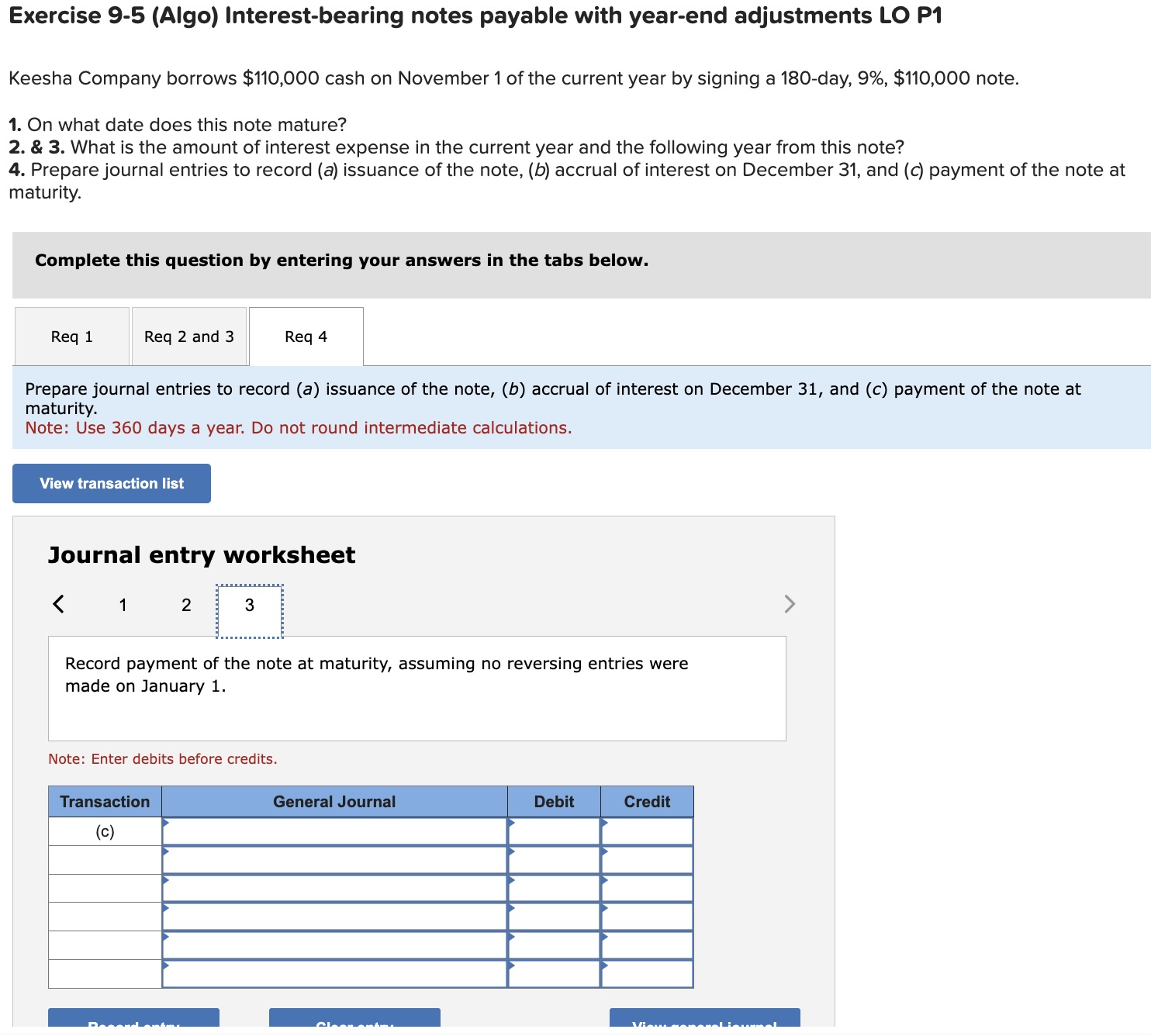 Solved Exercise 9-5 (Algo) Interest-bearing notes payable | Chegg.com