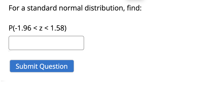 Solved For a standard normal distribution, find: P(-1.96