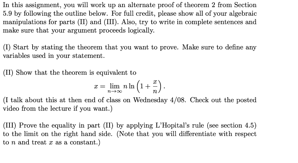 Solved In this assignment, you will work up an alternate | Chegg.com
