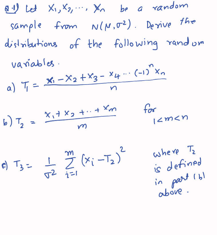 Solved a random Q.1) Let X, ,x2,...,xn Xn be sample from | Chegg.com