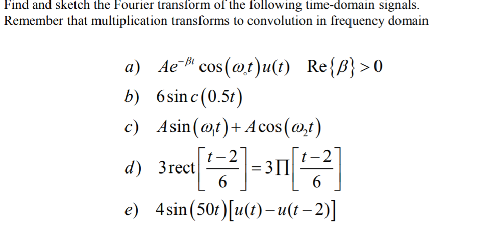 Solved Find and sketch the Fourier transform of the | Chegg.com