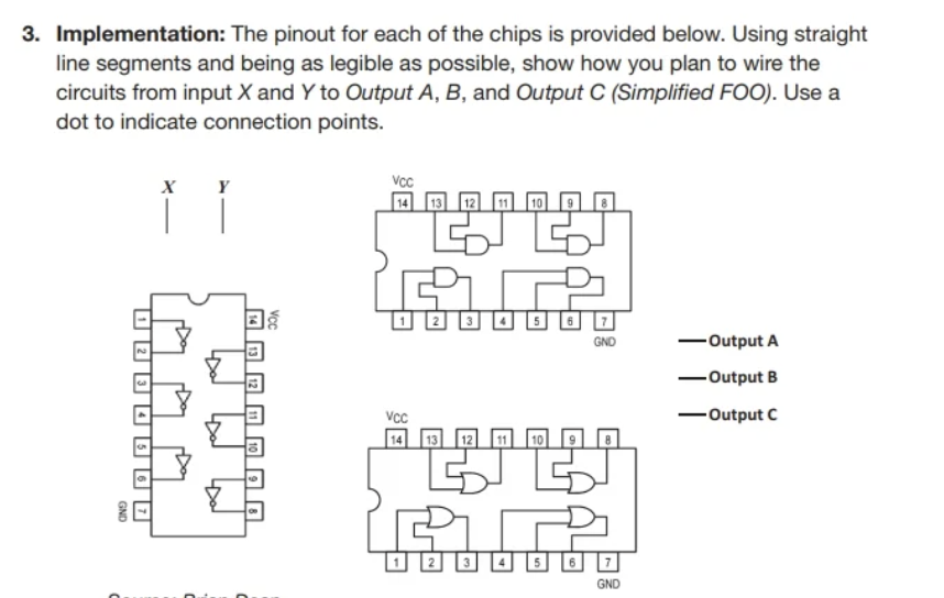 3. Implementation: The pinout for each of the chips | Chegg.com