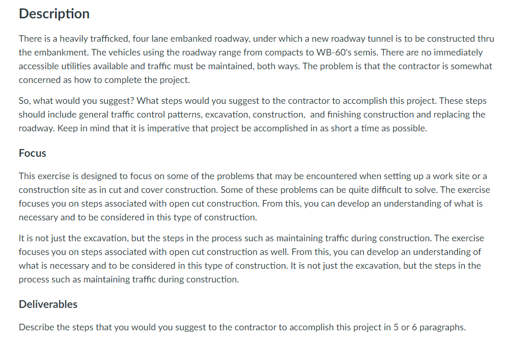 Solved Description There is a heavily trafficked, four lane | Chegg.com