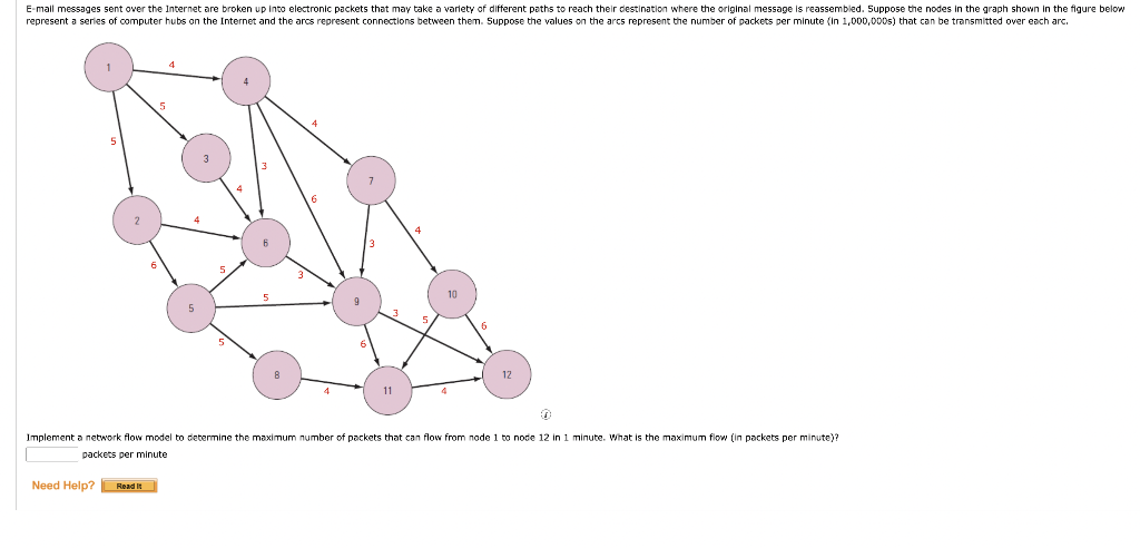Implement a network flow model to determine the | Chegg.com