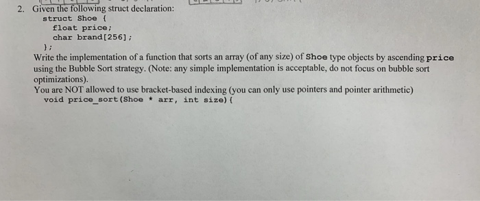 Solved 2 Given The Following Struct Declaration Struct 6592